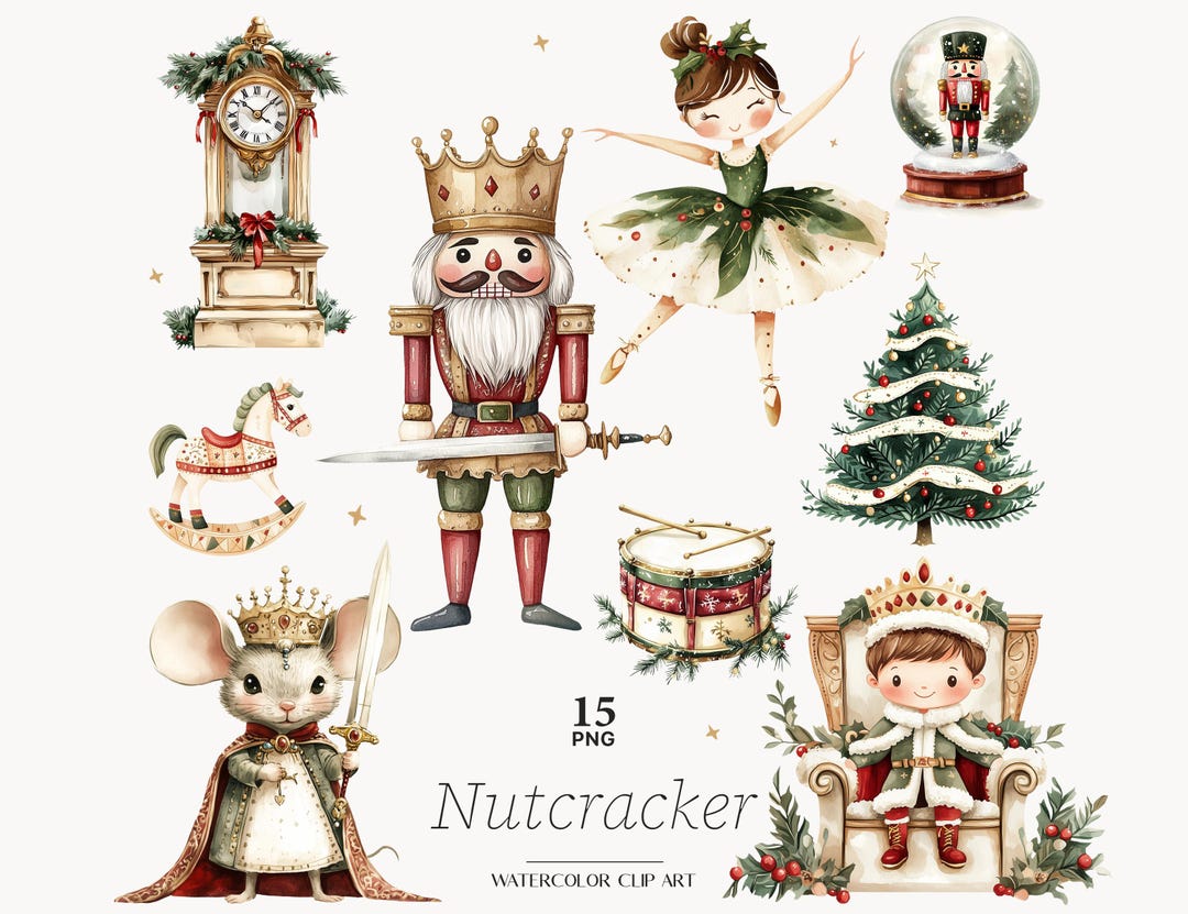 Nutcracker Christmas Clipart: Ballerina, Fairy Tale PNG (digital ...