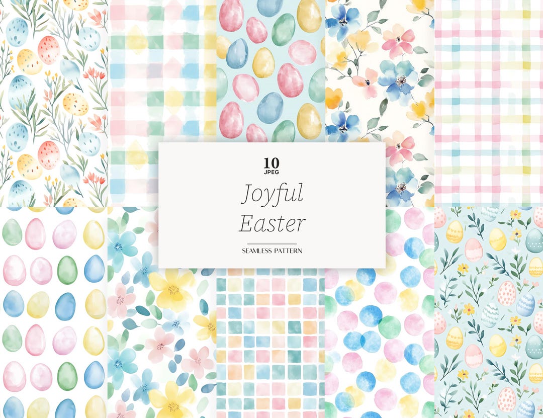 Easter Digital Paper Pastel Easter Egg Seamless Patterns Spring ...