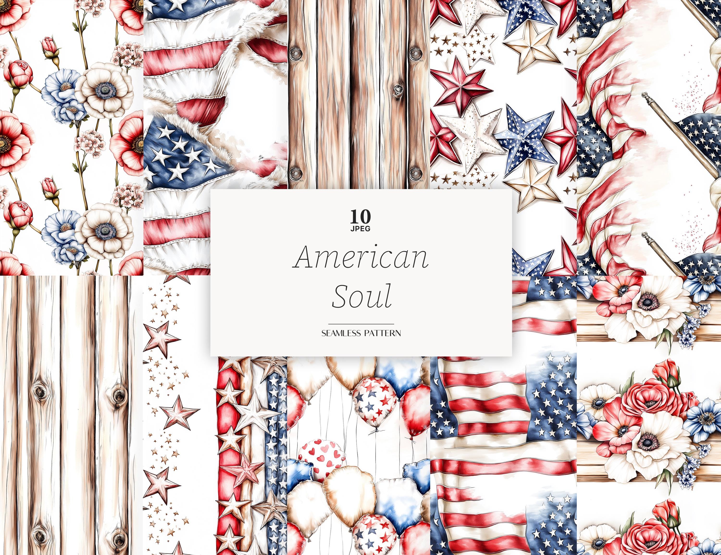 Patriotic Digital Paper Pack: USA Flag, 4th of July (seamless Pattern ...