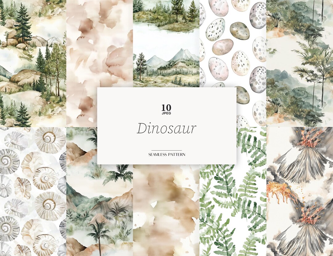 Dinosaur Digital Paper, Dinosaur Seamless Pattern, Dinosaur Birthday ...