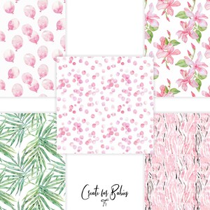 Pink Safari Digital Papers, Pink Safari Seamless Pattern, Pink Birthday ...