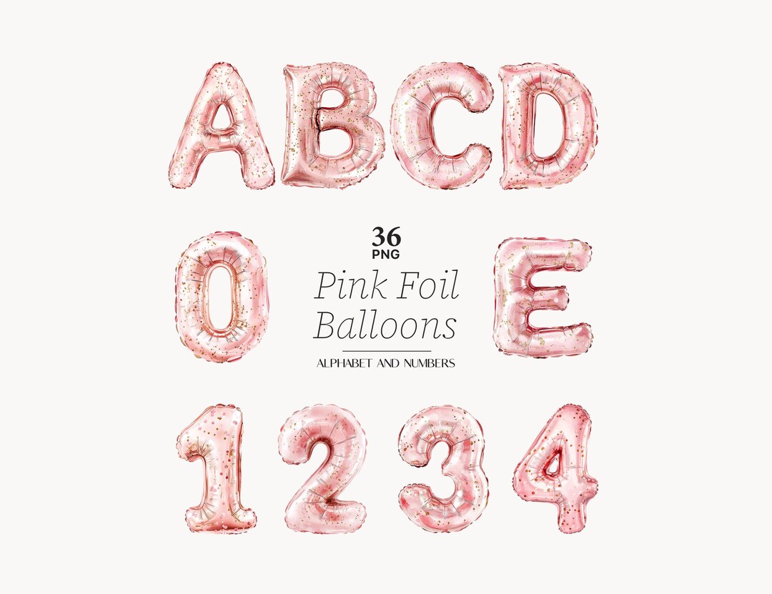 Pink Foil Balloon Alphabet Clipart: Rose Gold Letters (PNG) - Etsy UK