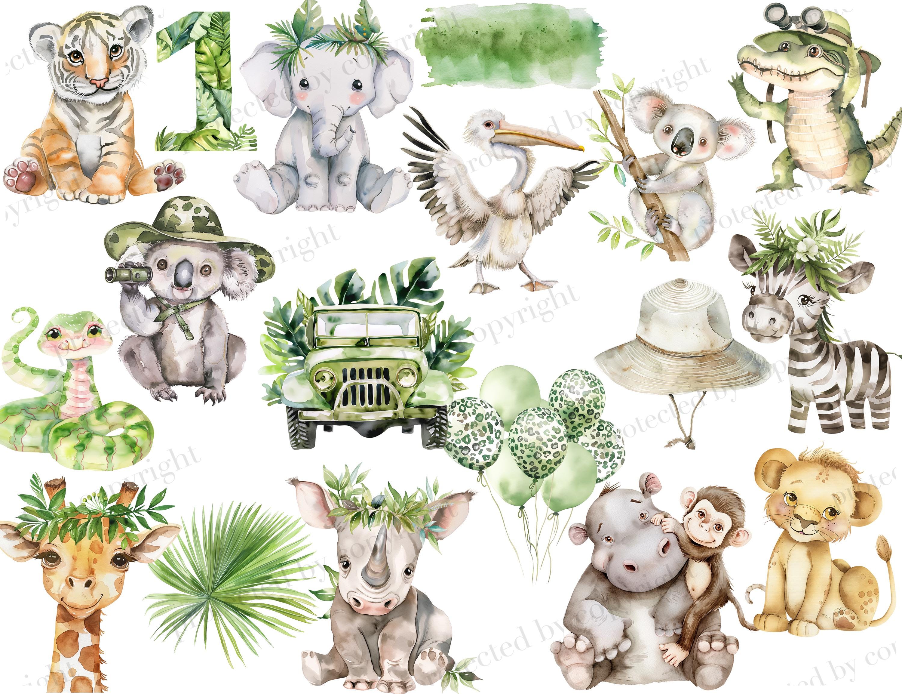 Jungle Animals Clipart: Safari Baby Shower PNG (digital Download) - Etsy