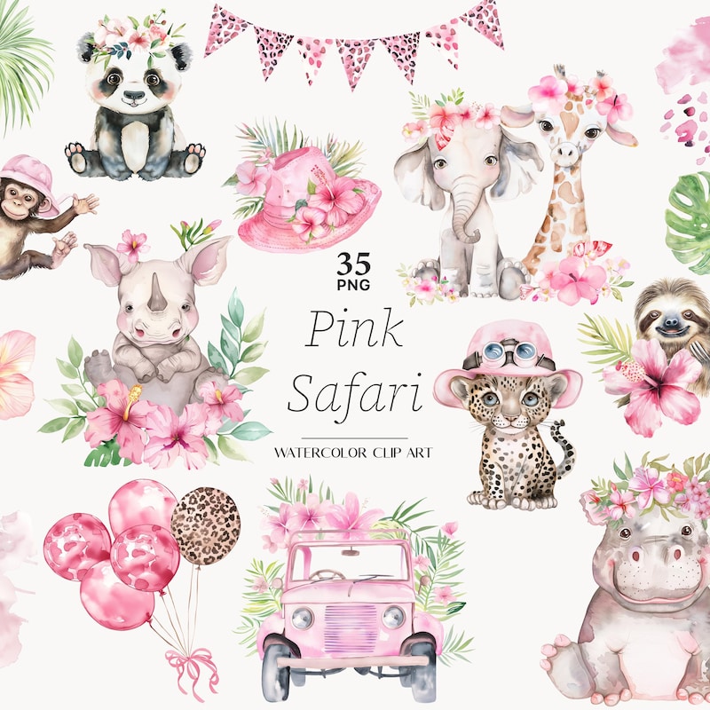 Girl Safari Theme Clipart - Etsy