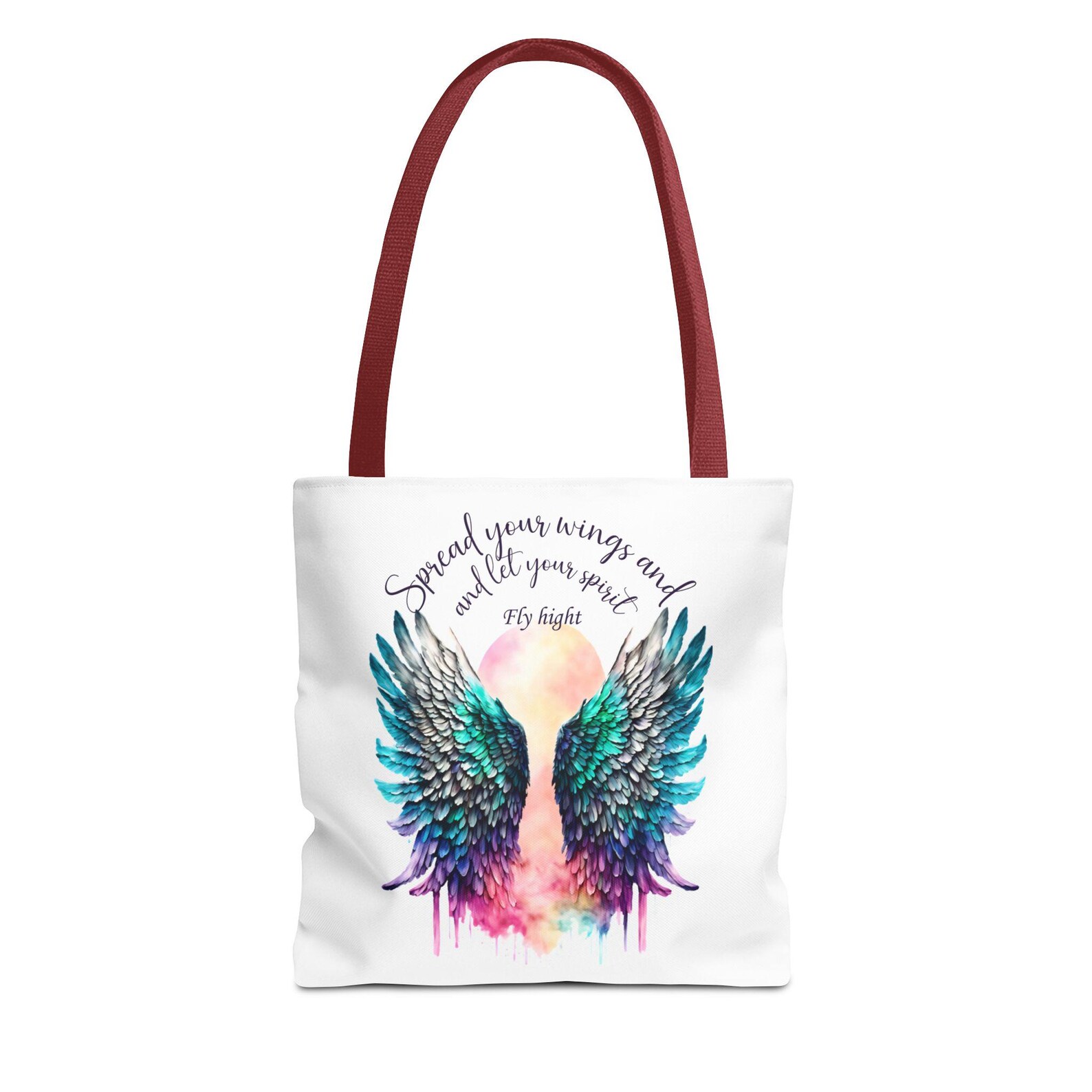 Angel Wings Tote Bag Positive Quote Tote Bag Spread Your Wings Tote Bag ...