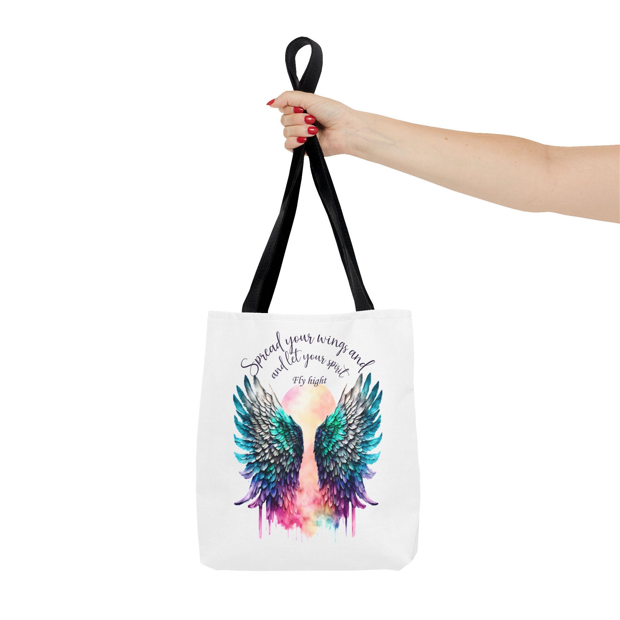 Angel Wings Tote Bag Positive Quote Tote Bag Spread Your Wings Tote Bag ...