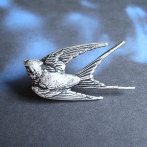 Silver Swallow Antiqued Silver Plated Bird Brooch Lapel Pin - Etsy