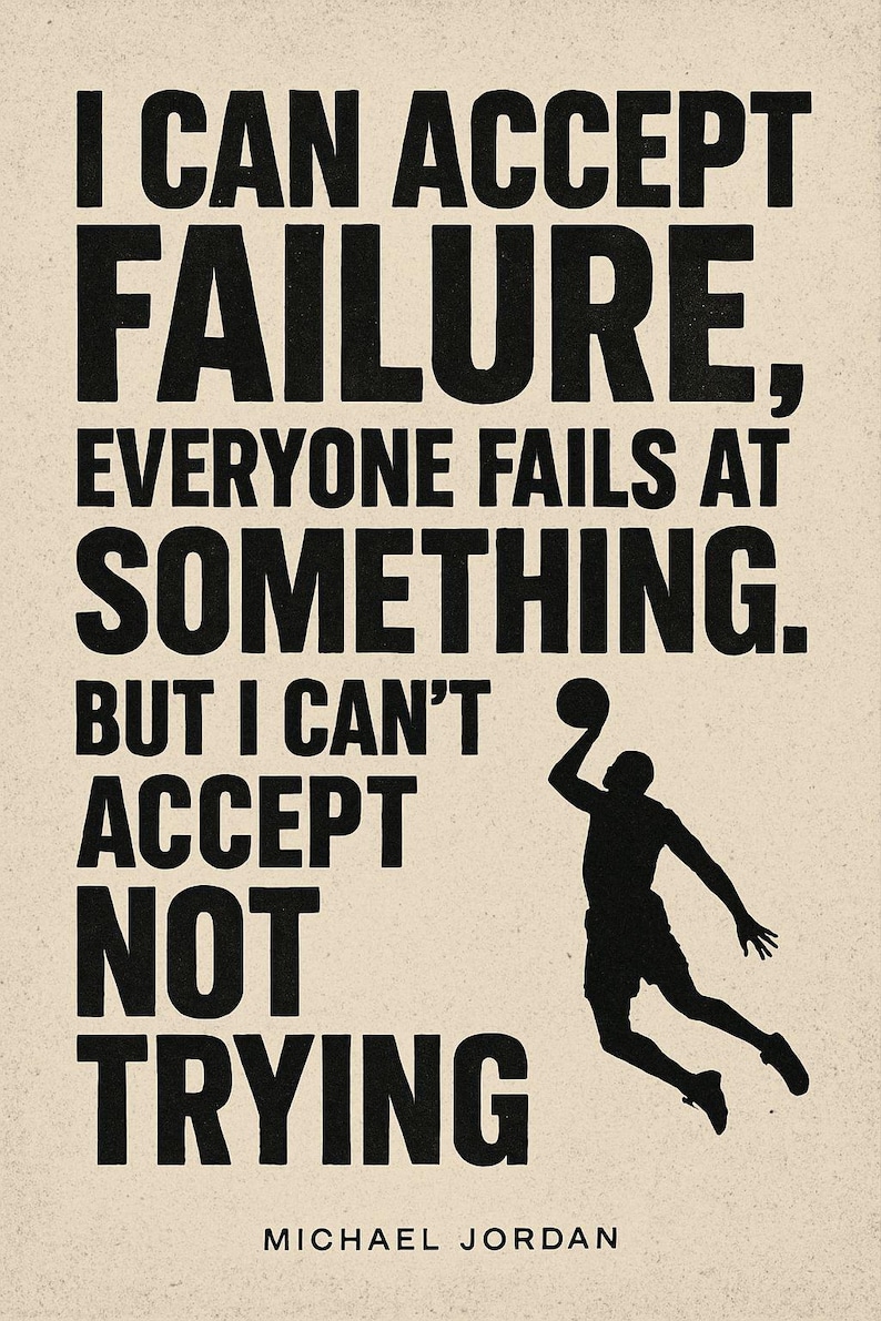 Michael Jordan Quote Poster, Basketball Legend Wall Art, Motivational ...