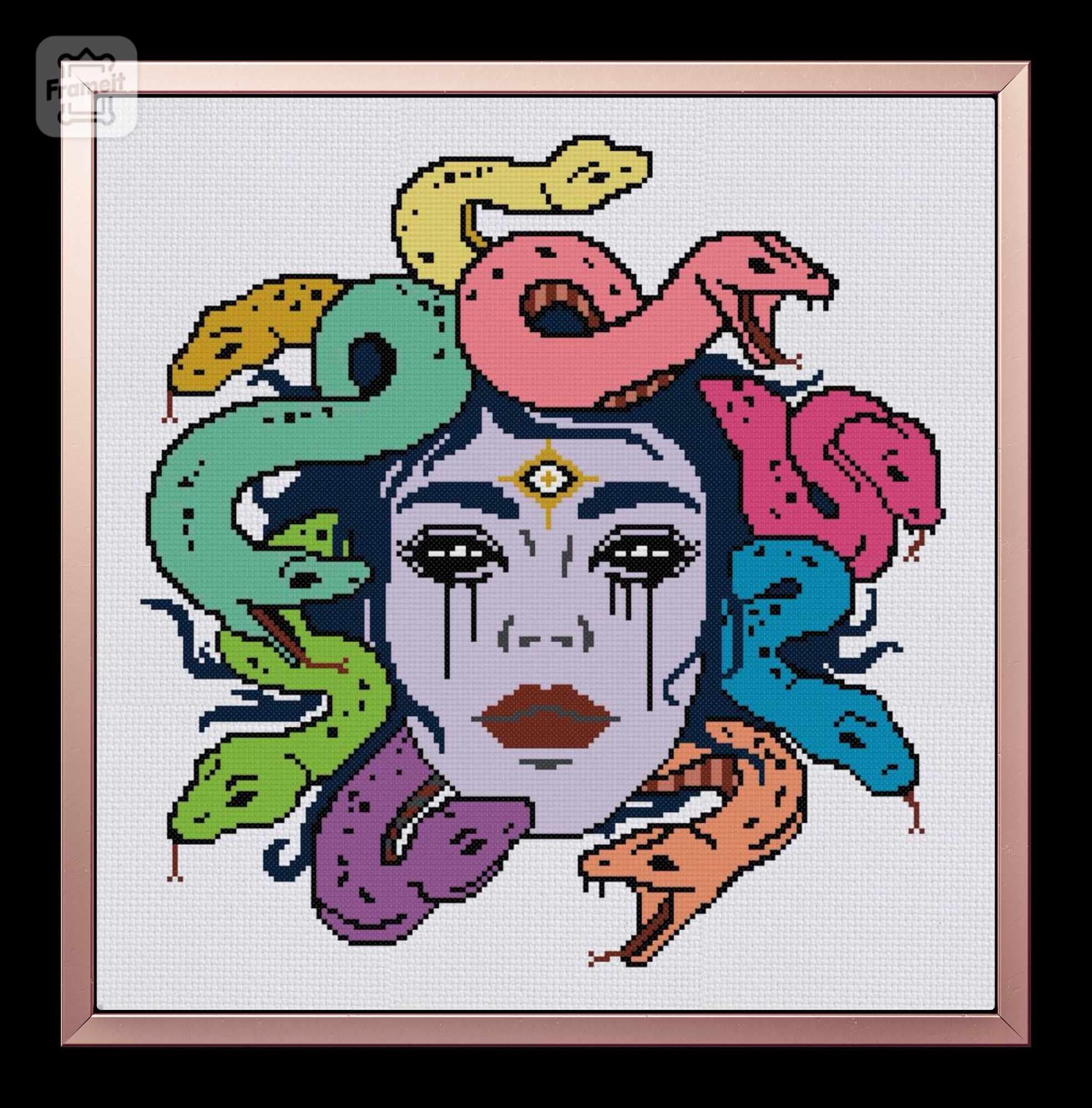 Vibrant Rainbow Medusa Cross Stitch Pattern - Etsy