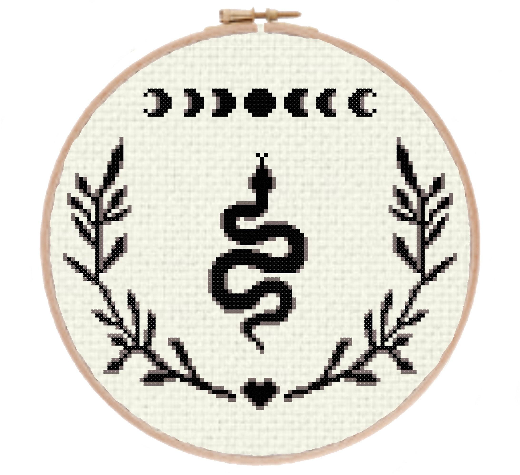 Black Moon Snake Cross Stitch Pattern - Etsy