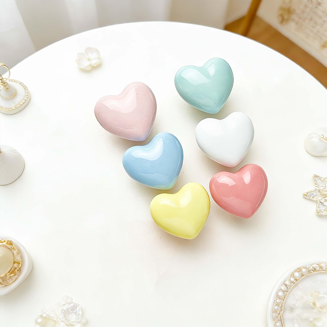 Colorful Heart Ceramic Knobs, Kids Room Drawer Pulls, Cute Love Cabinet ...