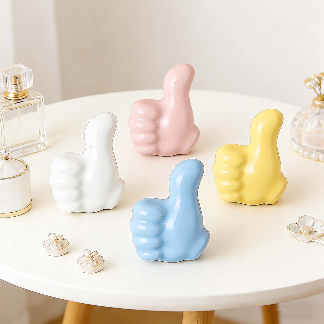 Cute Ceramic Thumbs up Knobs, Kids Room Cabinet Handles, Cartoon Drawer ...