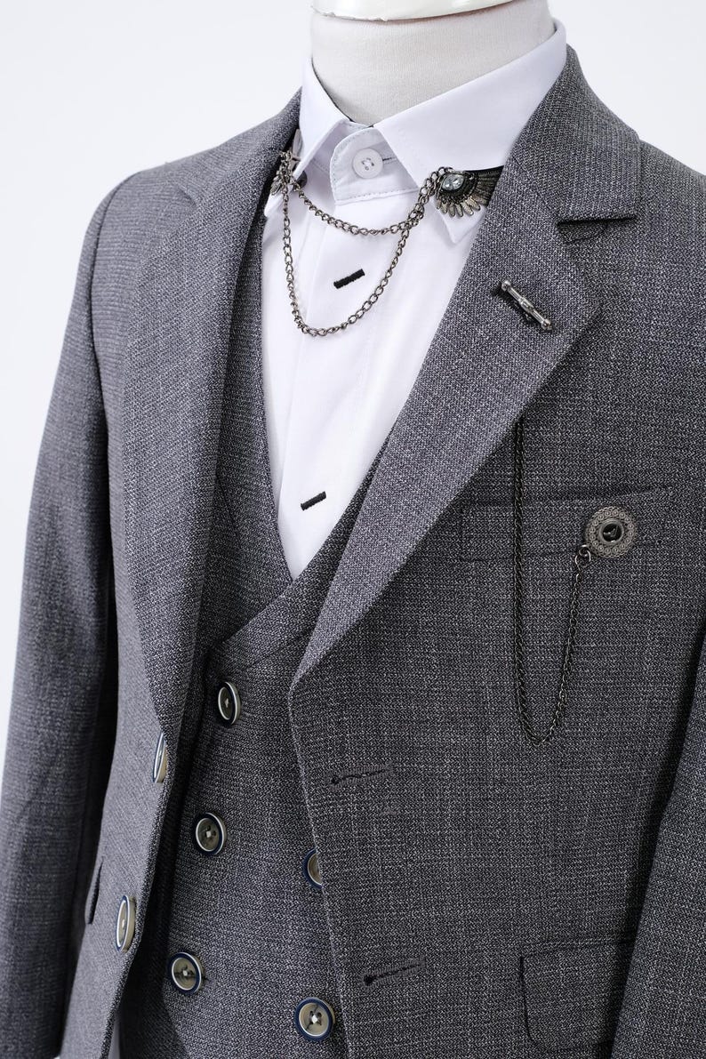 Slim Fit Chain Detail Suit/shirtless, Kids Party Prom Suits, Kids ...