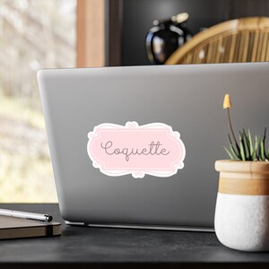 Elegant Pink Coquette White Vinyl Decal Very Demure Aesthetic Feminine ...