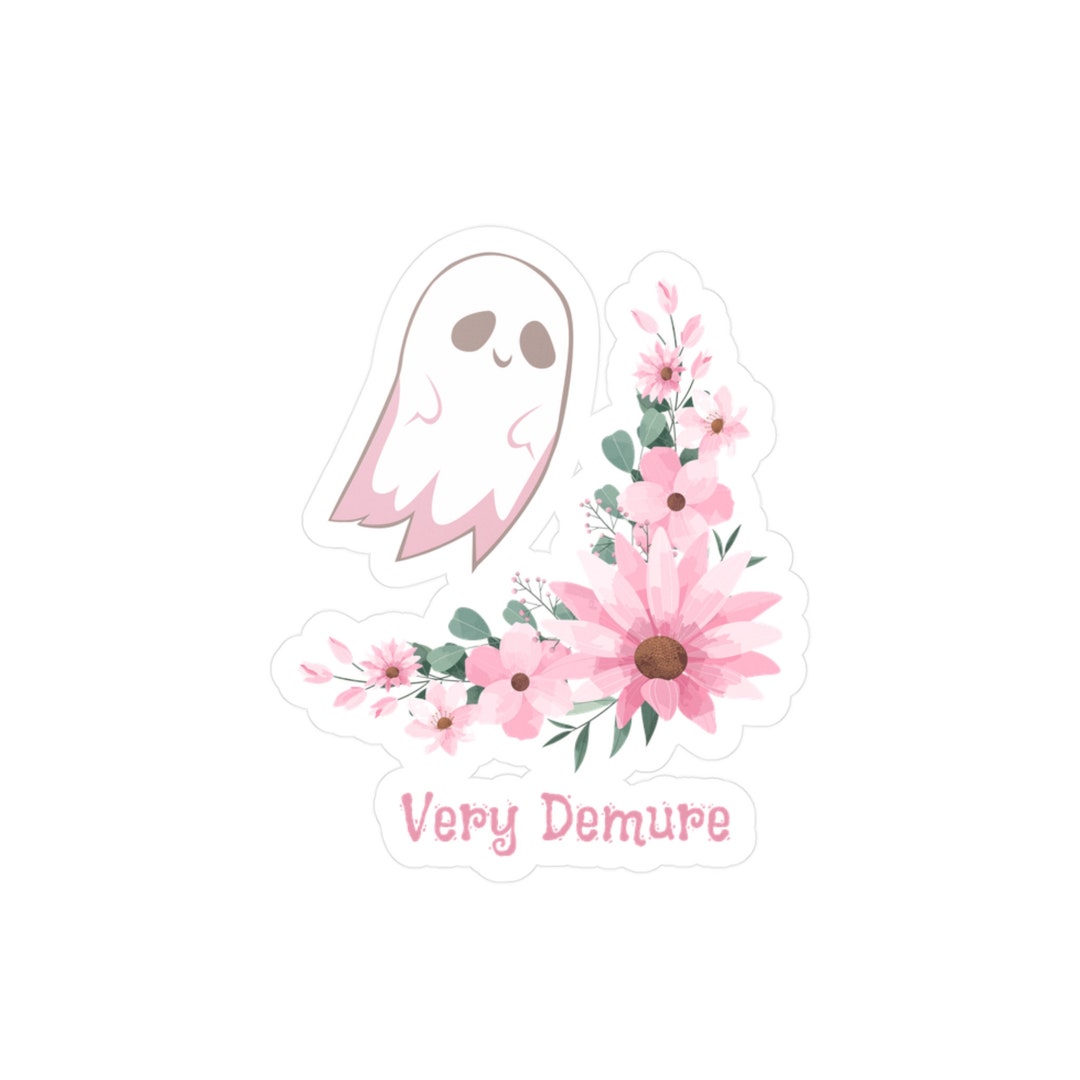 Very Demure Ghost With Flowers Decal High-quality White Vinyl, Scratch ...