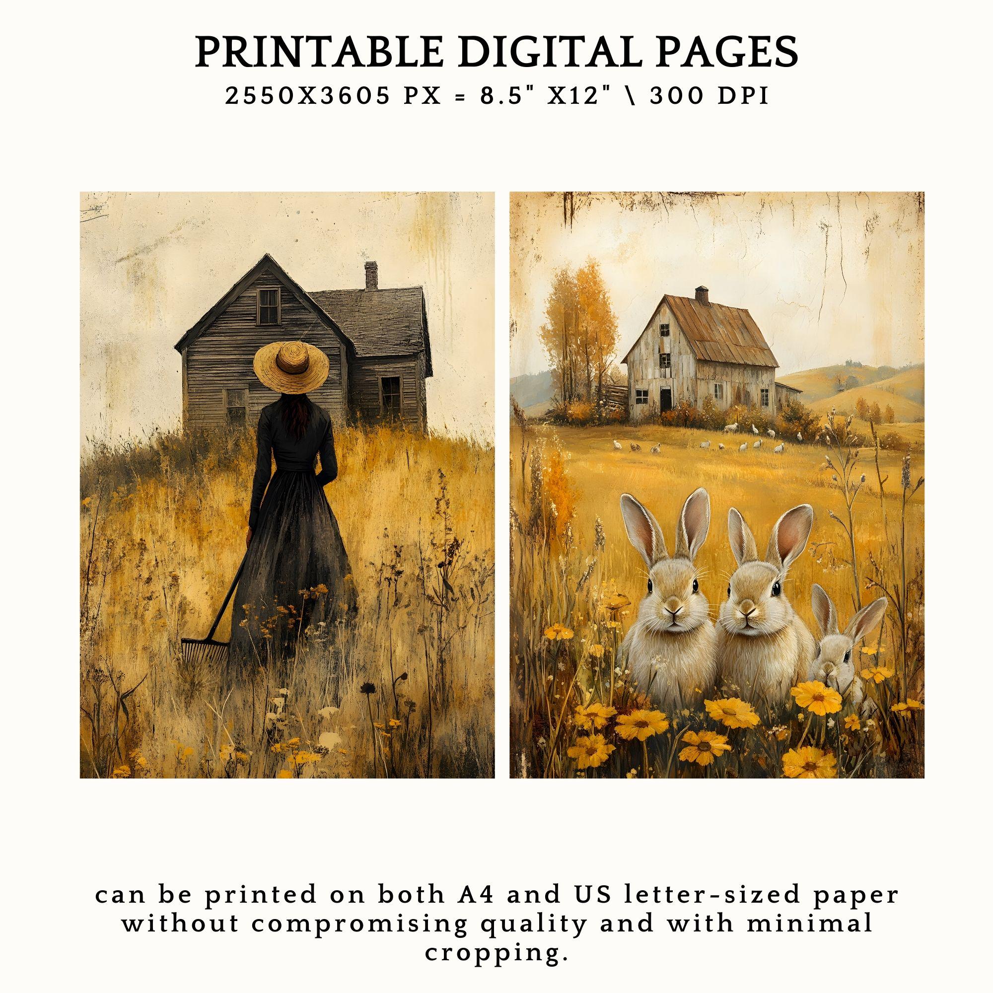 Vintage Rustic Farm Animals Printables, Nostalgic Americana Digital ...