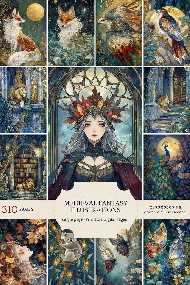Medieval Fantasy Illustrations, Witchcraft Graphics Bundle, Spiritual ...