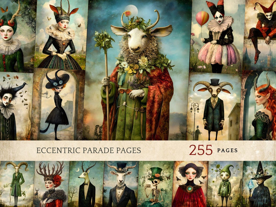 Surreal Eccentric Characters, Whimsical Junk Journal Pages, Vintage ...