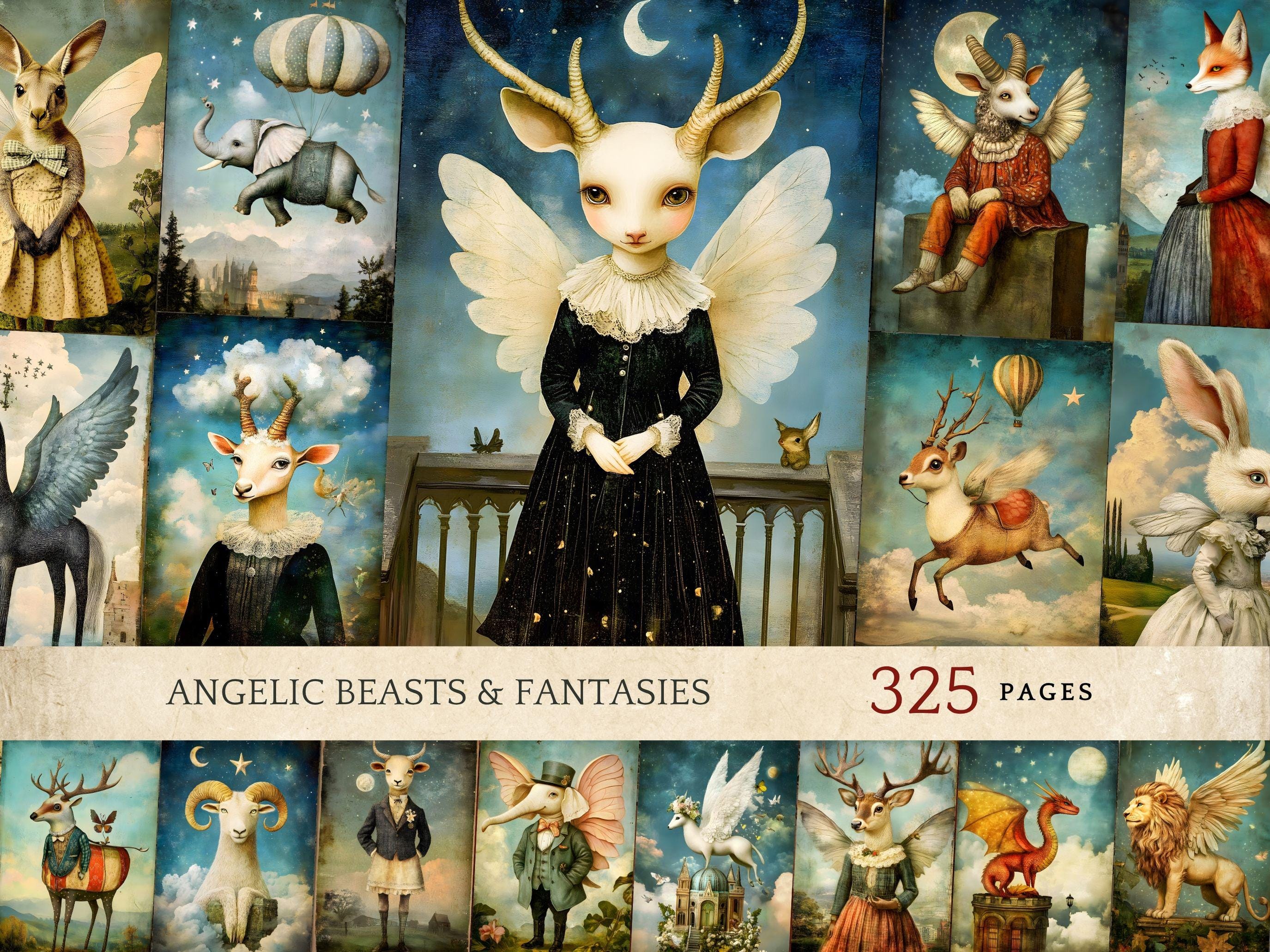 Whimsical Fairytale Ephemera Pack, Vintage Angelic Creatures Printable ...