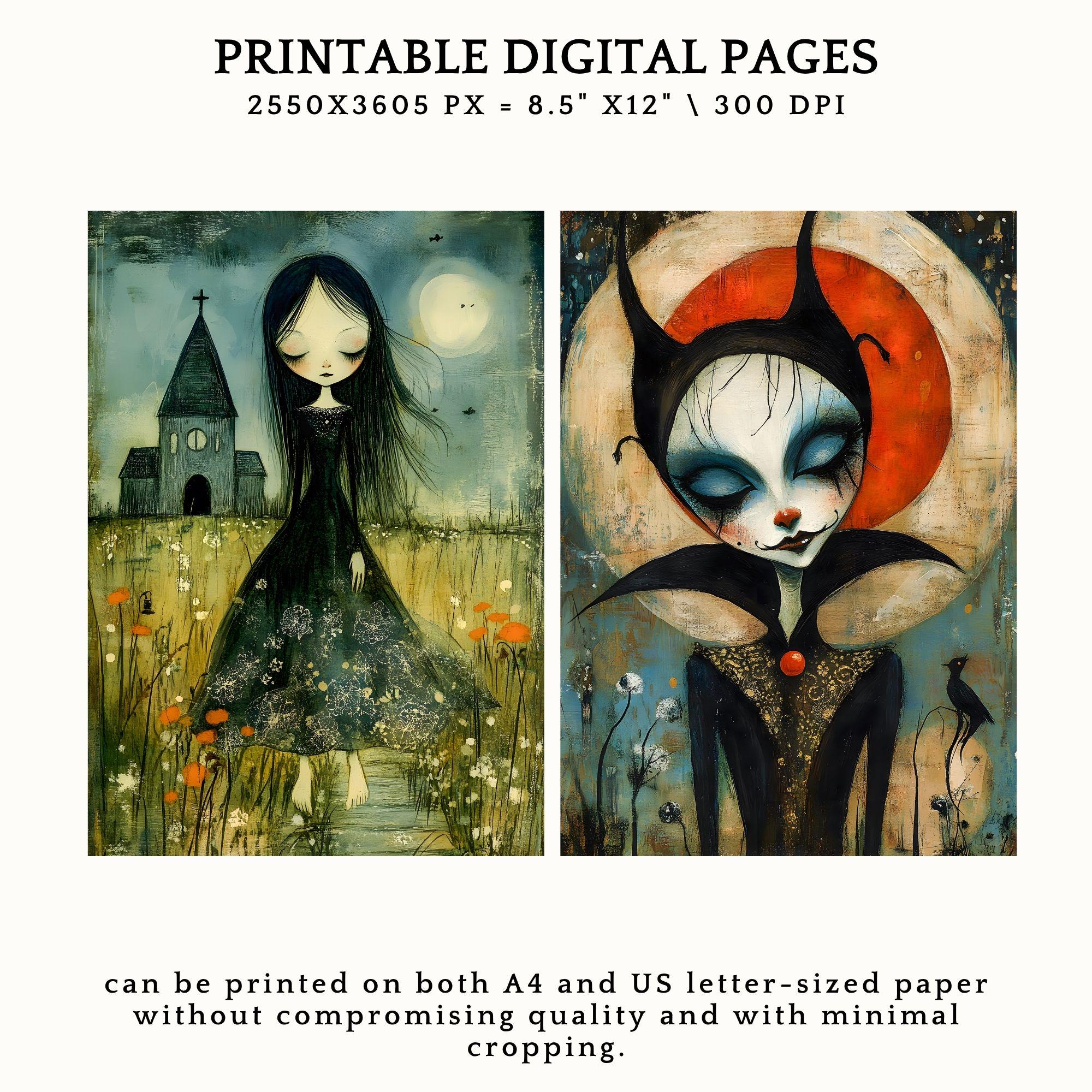Oddly Spooky Ephemera Pack, Weird Halloween Junk Journal Backgrounds ...