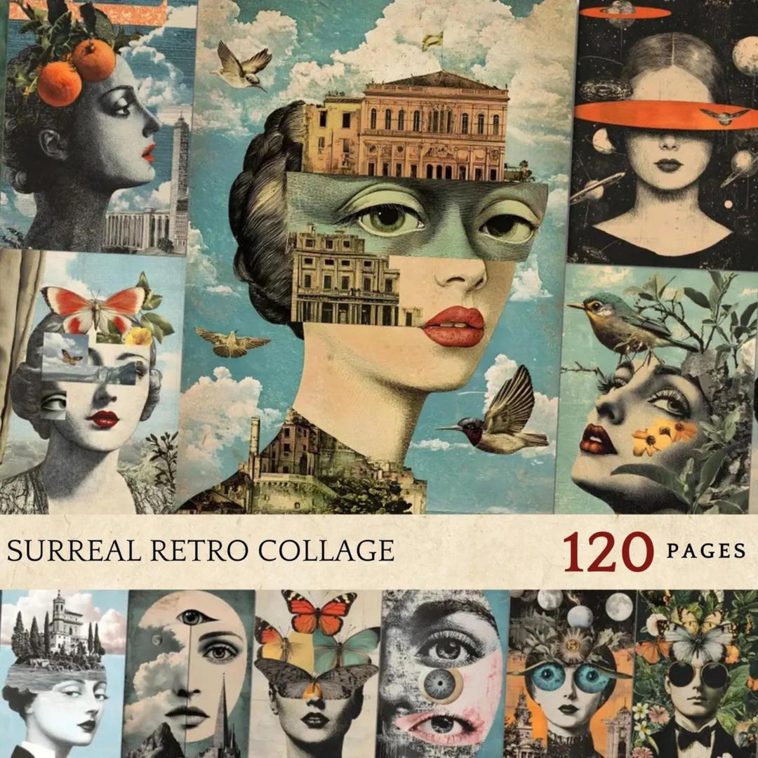 Printable Retro Collages Junk Journal Pages, Nostalgic Collage Sheets ...