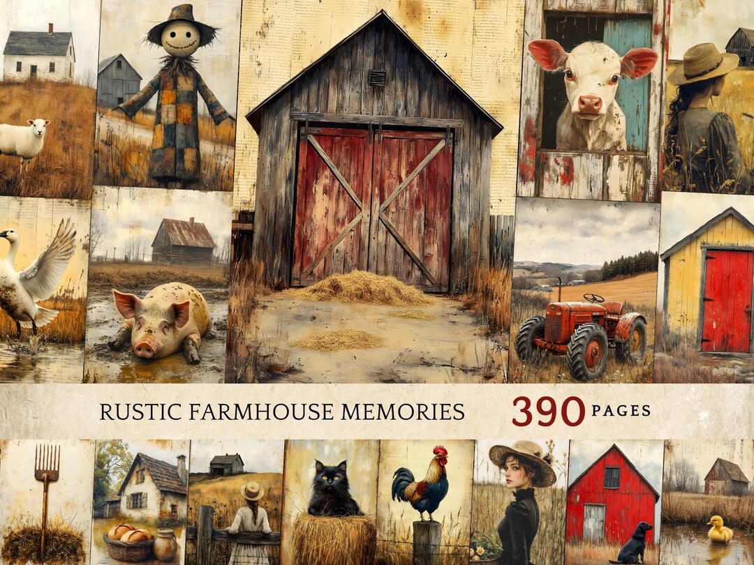 Vintage Rustic Farm Animals Printables, Nostalgic Americana Digital ...