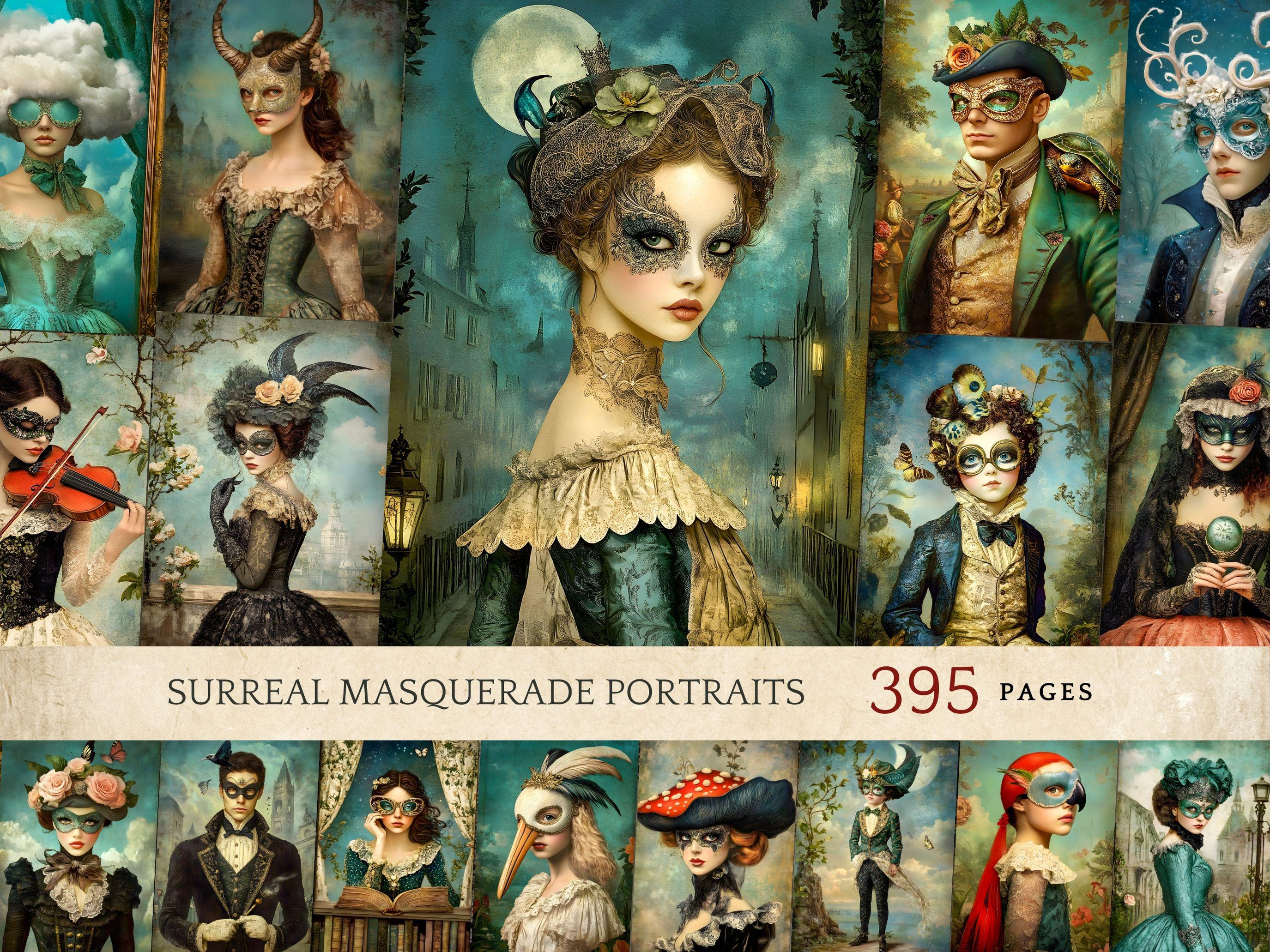 Victorian Masked Portrait Art, Digital Scrapbook Papers, Elegant ...
