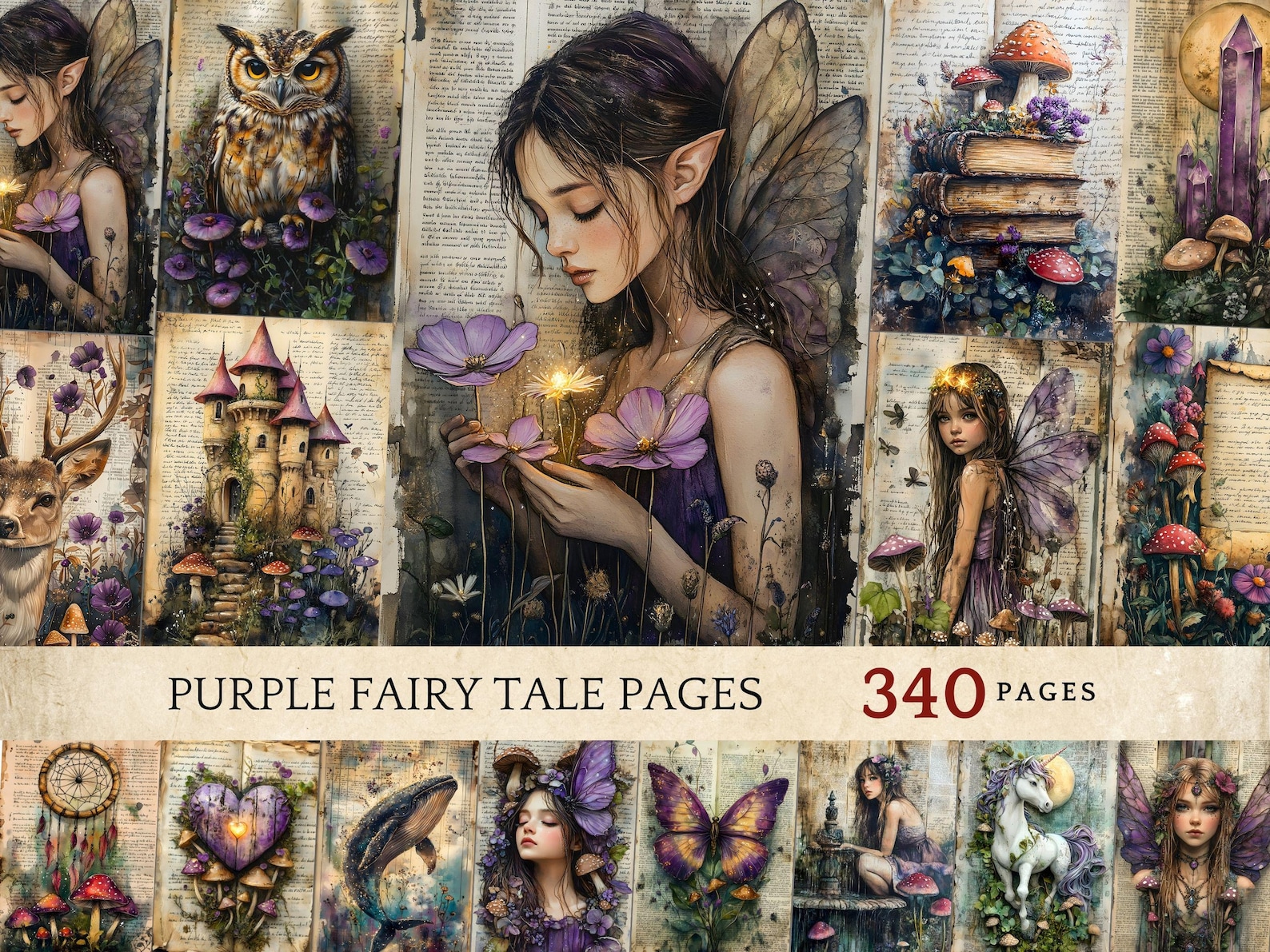 Purple Fairy Tale Journal Printables, Mushroom Journal, Fairy Tale Art ...