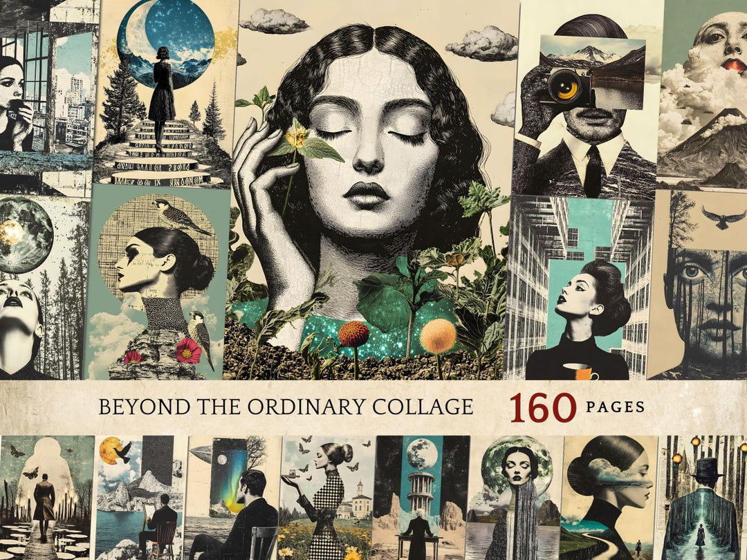 Surrealism Collage Art Kit, Moody Printable Graphics, Vintage ...