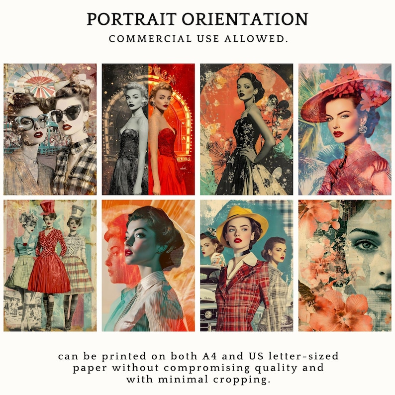 Pop Avant Garde Collage Art, Stylish Vintage Ladies Prints, High ...