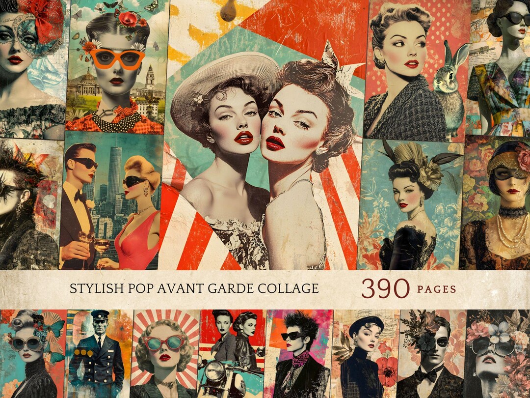 Pop Avant Garde Collage Art, Stylish Vintage Ladies Prints, High ...