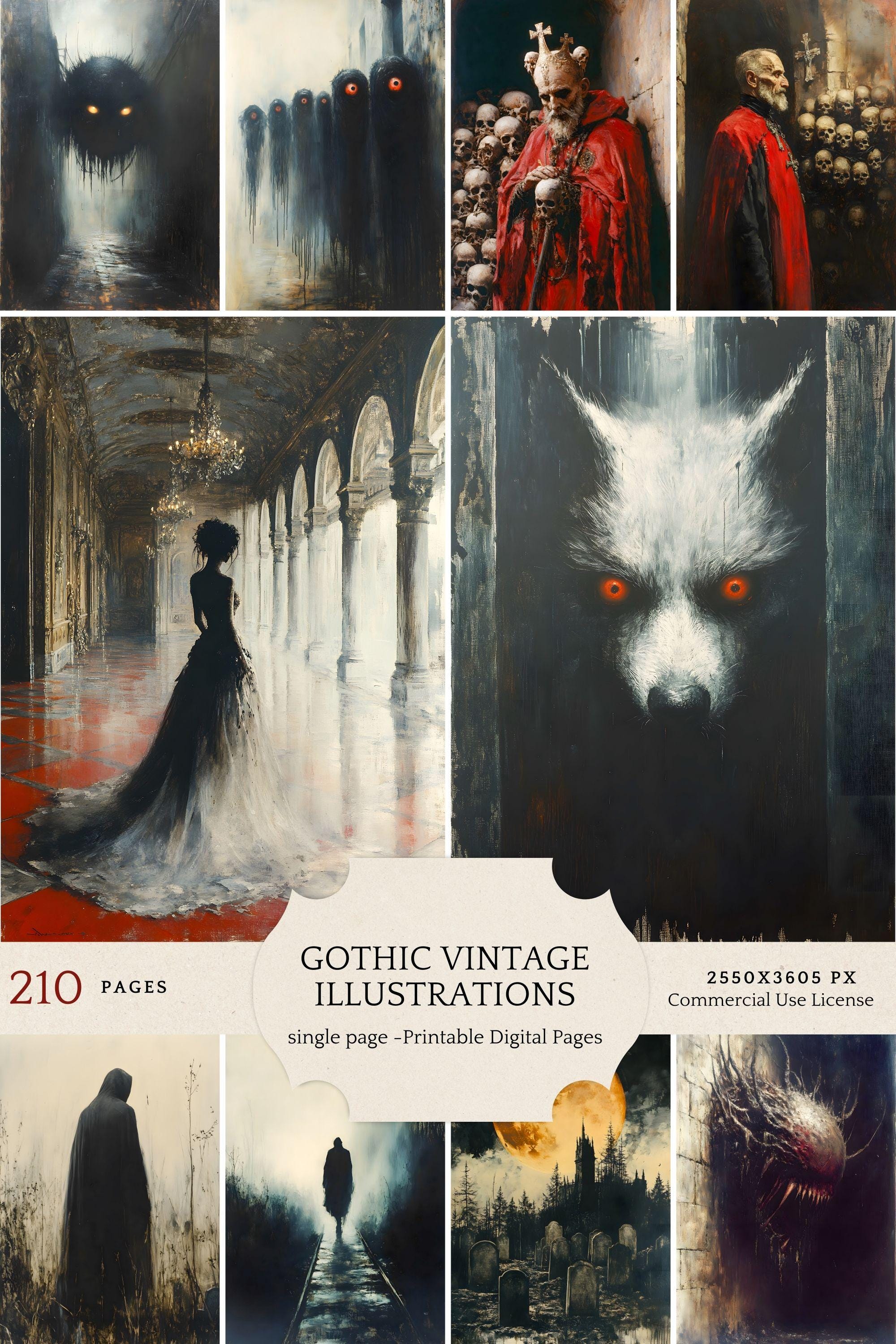 Gothic Vintage Printables, Junk Journal Pages, Digital Collage Sheet ...