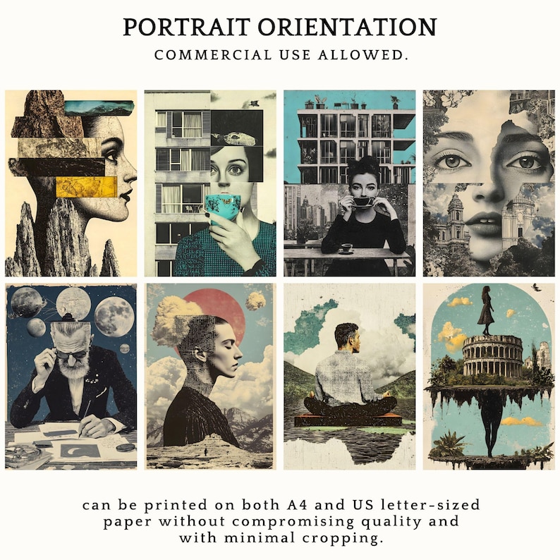 Dreamlike Vintage Collage, Retro Dreamscape Collage, Nostalgic Surreal ...