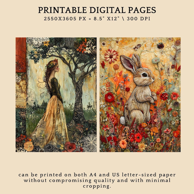 Whimsical Folklore Digital Paper Set: Junk Journal, Scrapbook (digital ...
