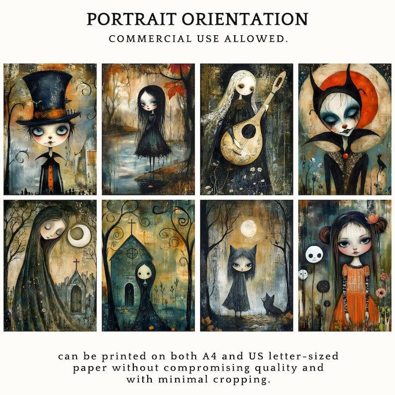 Oddly Spooky Ephemera Pack, Weird Halloween Junk Journal Backgrounds ...
