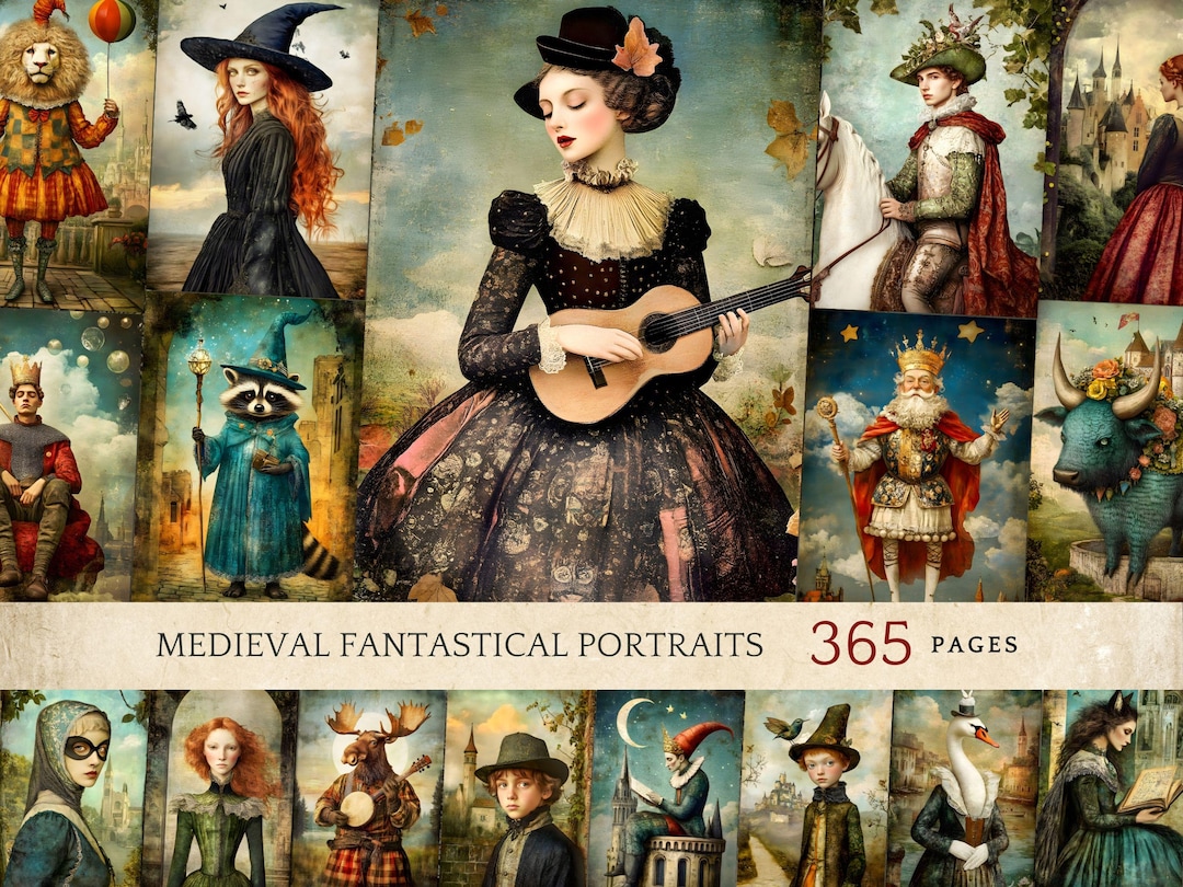 Medieval Fantasy Portraits, Digital Download, Historical Ephemera, Junk ...