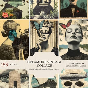 Dreamlike Vintage Collage, Retro Dreamscape Collage, Nostalgic Surreal ...