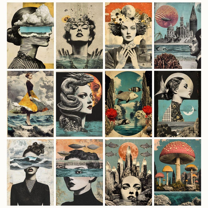 Nostalgic Ocean Collage, Coastal Craft Supplies, Seaside Scrapbook ...