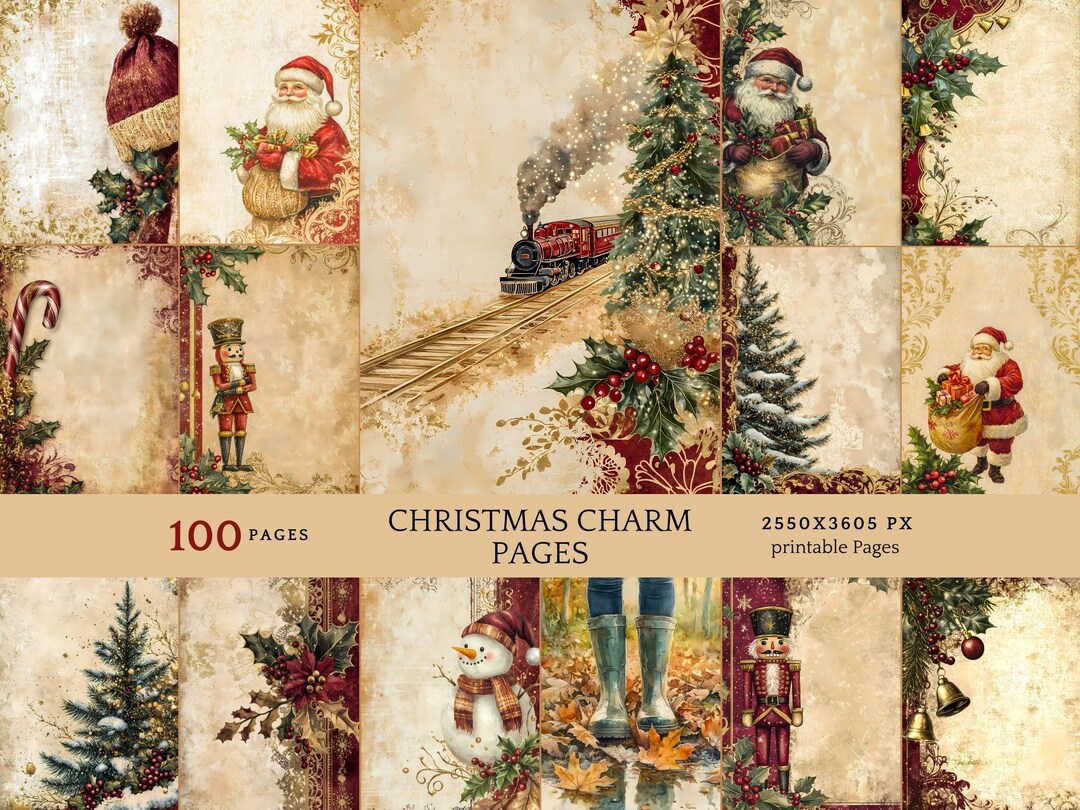Christmas Charm Junk Journal Pages Printable Images Junk Journal and ...