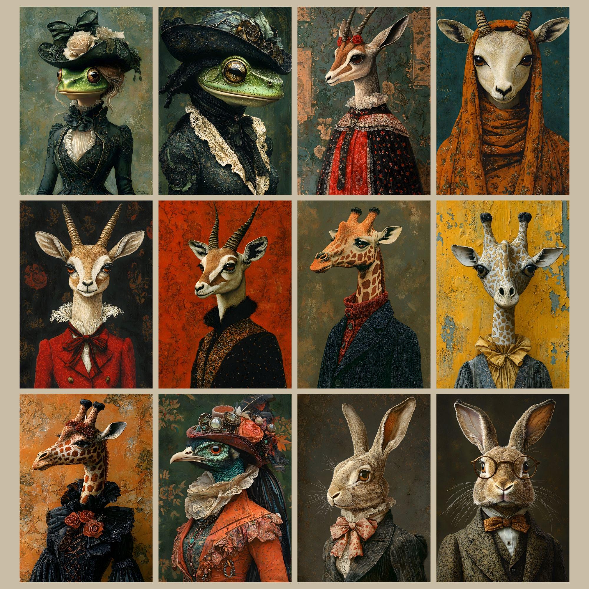 Anthropomorphic Animal Portraits, Victorian Gothic Digital Bundle ...