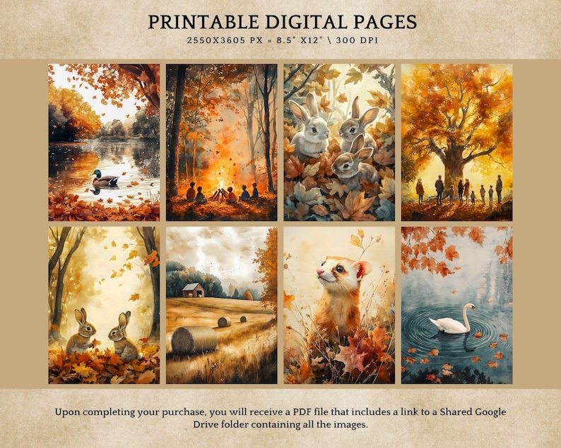 Fall Junk Journal Pages, Watercolor Autumn Leaves, Printables for ...