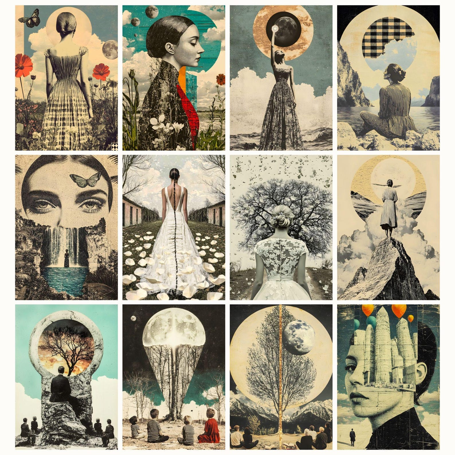 Dreamlike Vintage Collage, Retro Dreamscape Collage, Nostalgic Surreal ...