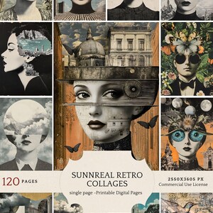 Printable Retro Collages Junk Journal Pages, Nostalgic Collage Sheets ...