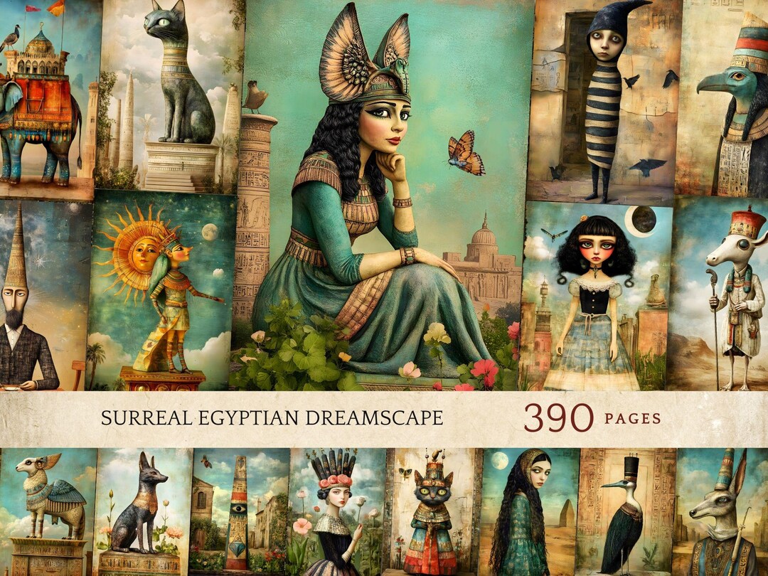 Egyptian Mythology Collage Kit, Surreal Fantasy Junk Journals, Goddess ...