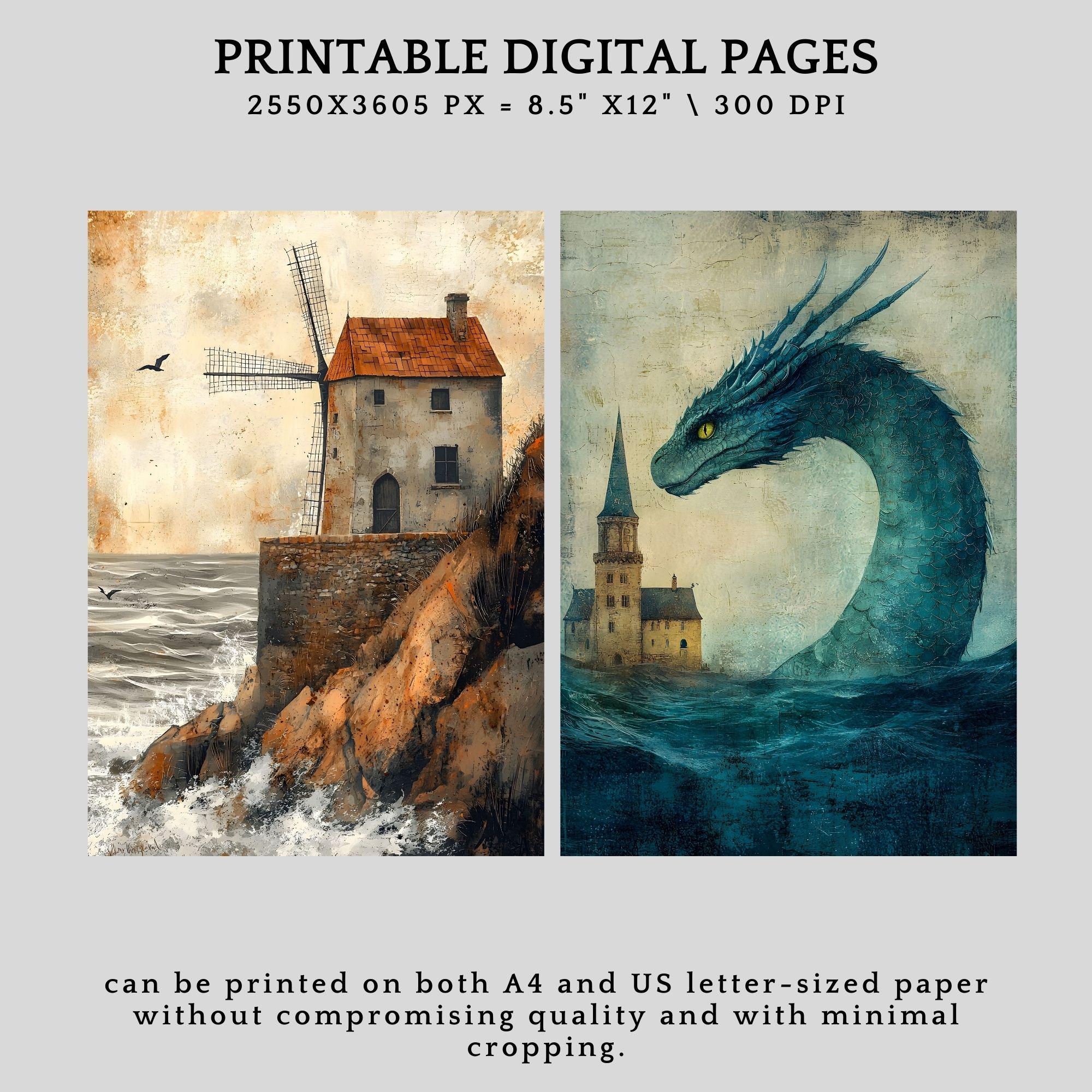 Surreal Sea Junk Journal Pages, Vintage Sea Ephemera, Printable Surreal ...