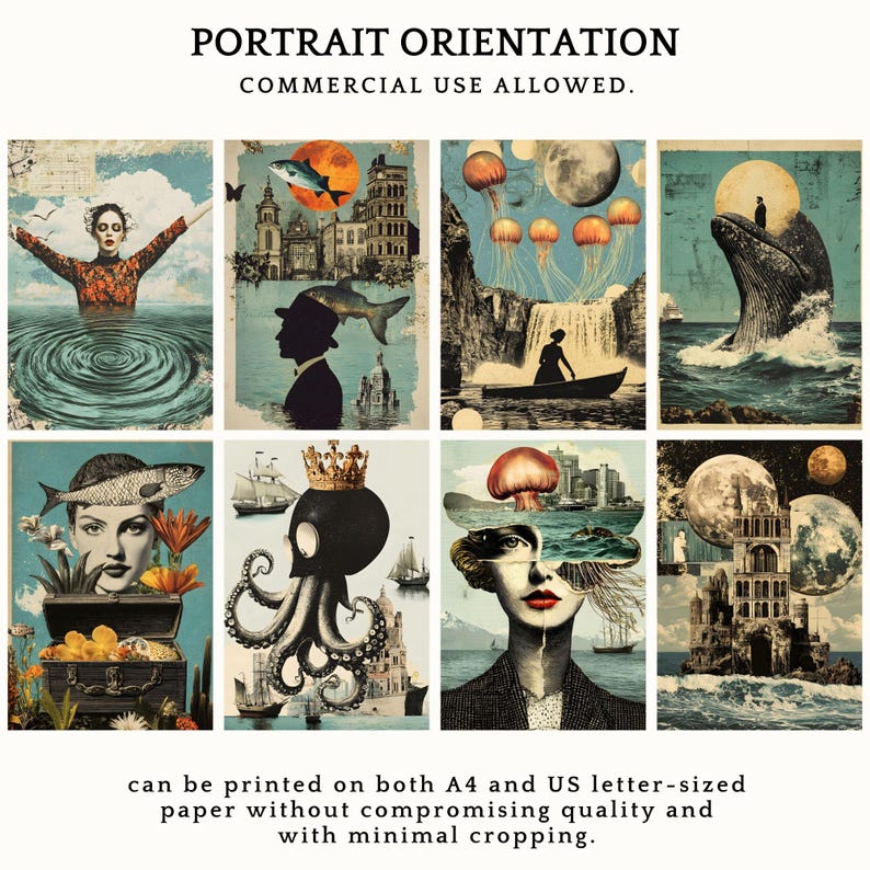 Nostalgic Ocean Collage, Coastal Craft Supplies, Seaside Scrapbook ...