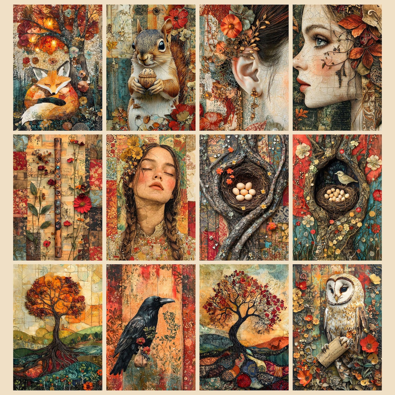 Whimsical Folklore Backgrounds, Digital Download Paper Set, Whimsical ...