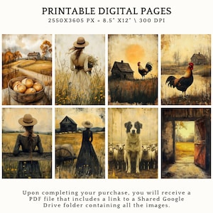 Vintage Rustic Farm Animals Printables, Nostalgic Americana Digital ...