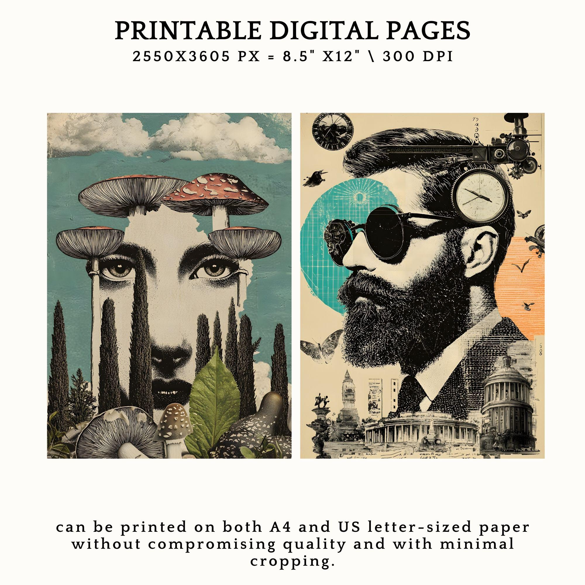 Dreamlike Vintage Collage, Retro Dreamscape Collage, Nostalgic Surreal ...