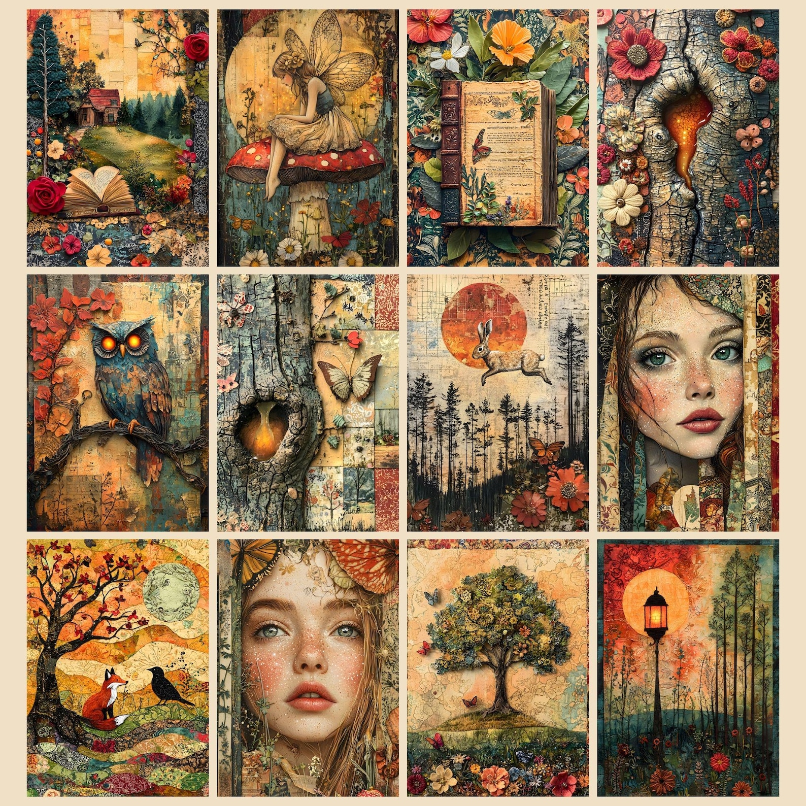 Whimsical Folklore Backgrounds, Digital Download Paper Set, Whimsical ...